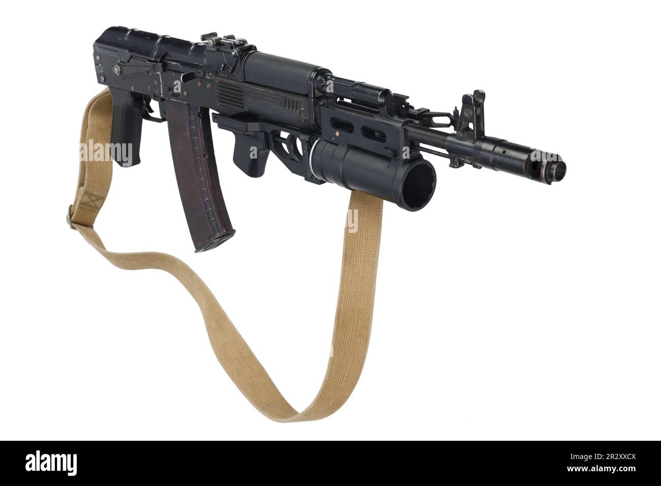 Modern kalashnikov 5.45x39 mm AK 74M assault rifle with 40 mm underbarrel grenade launcher ...
