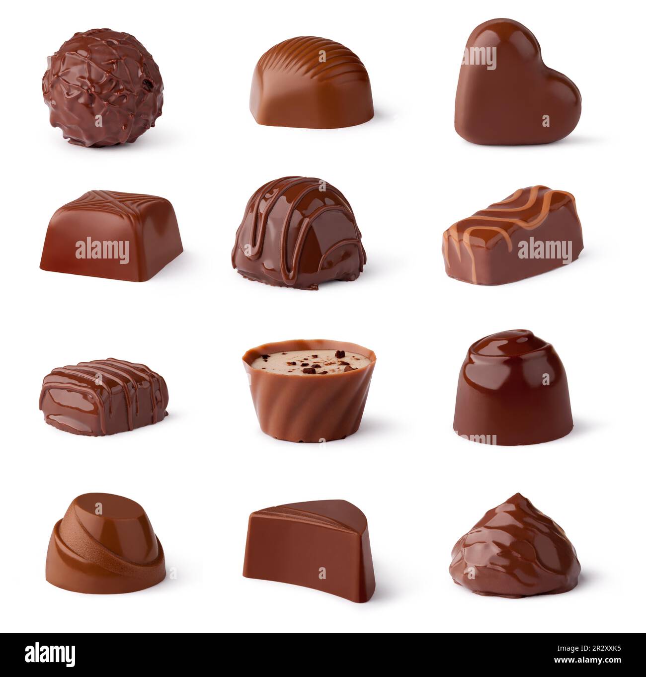 Chocolate sweets collection on a white background Stock Photo - Alamy
