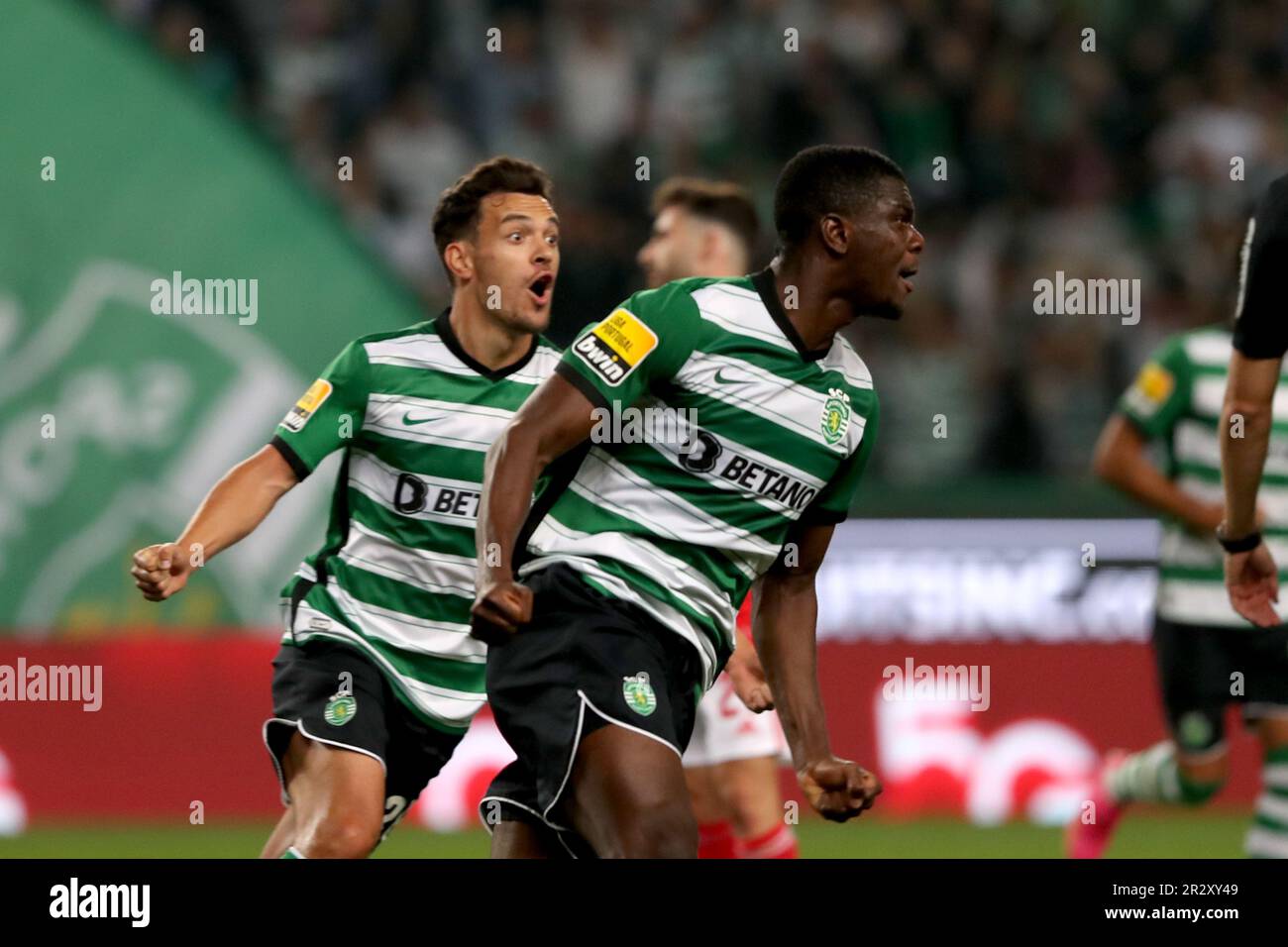 Lisbon, Portugal. 21st May, 2023. Ousmane Diomande of Sporting CP (R ...