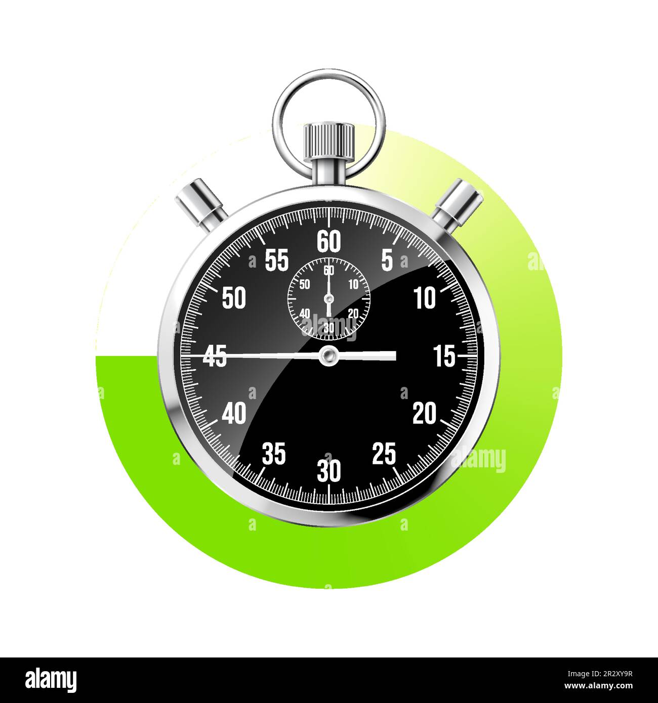 Realistic classic stopwatch. Shiny metal chronometer, black time ...