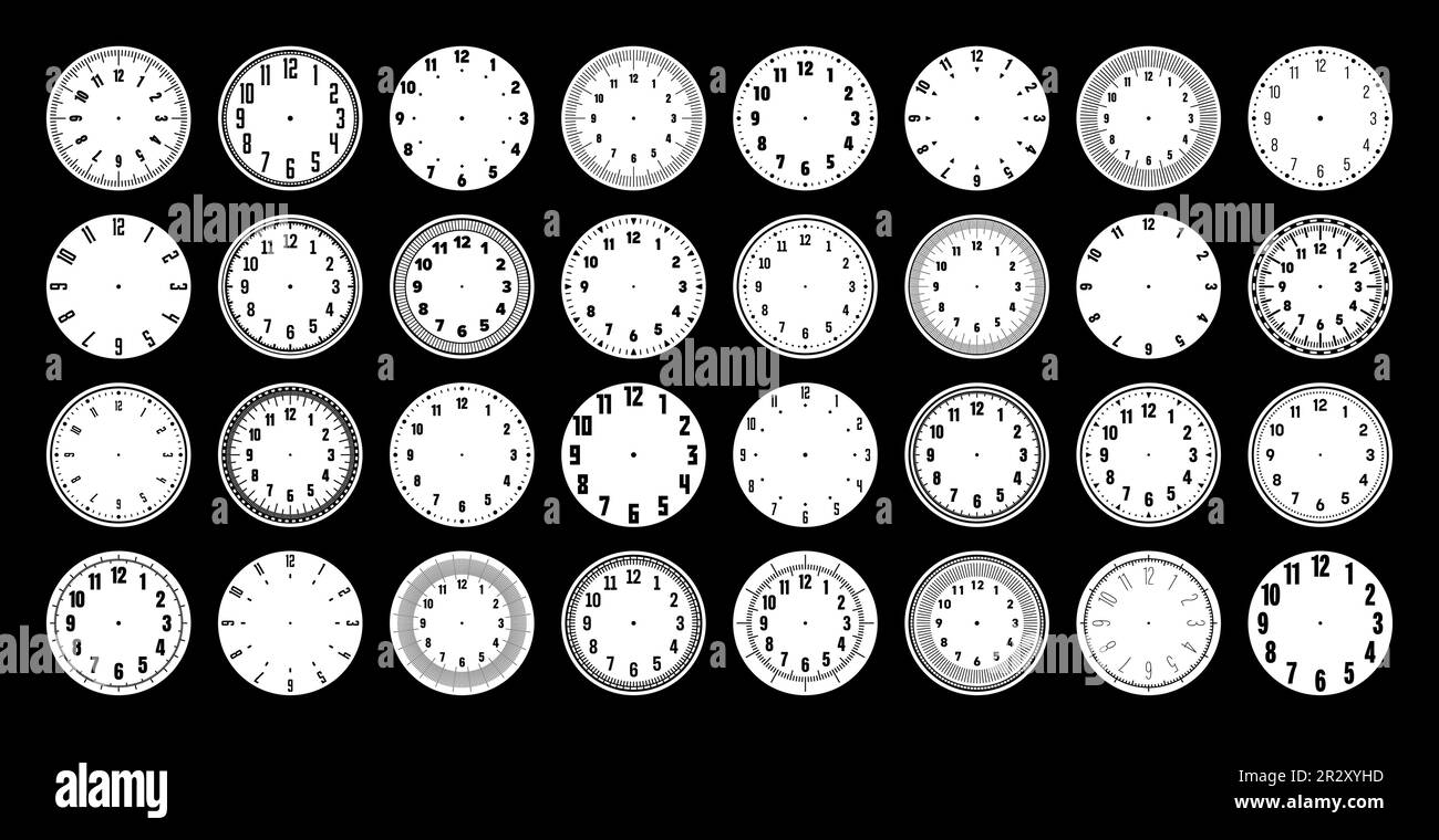 Mechanical clock faces, watch dial with numerals, bezel. Timer or ...