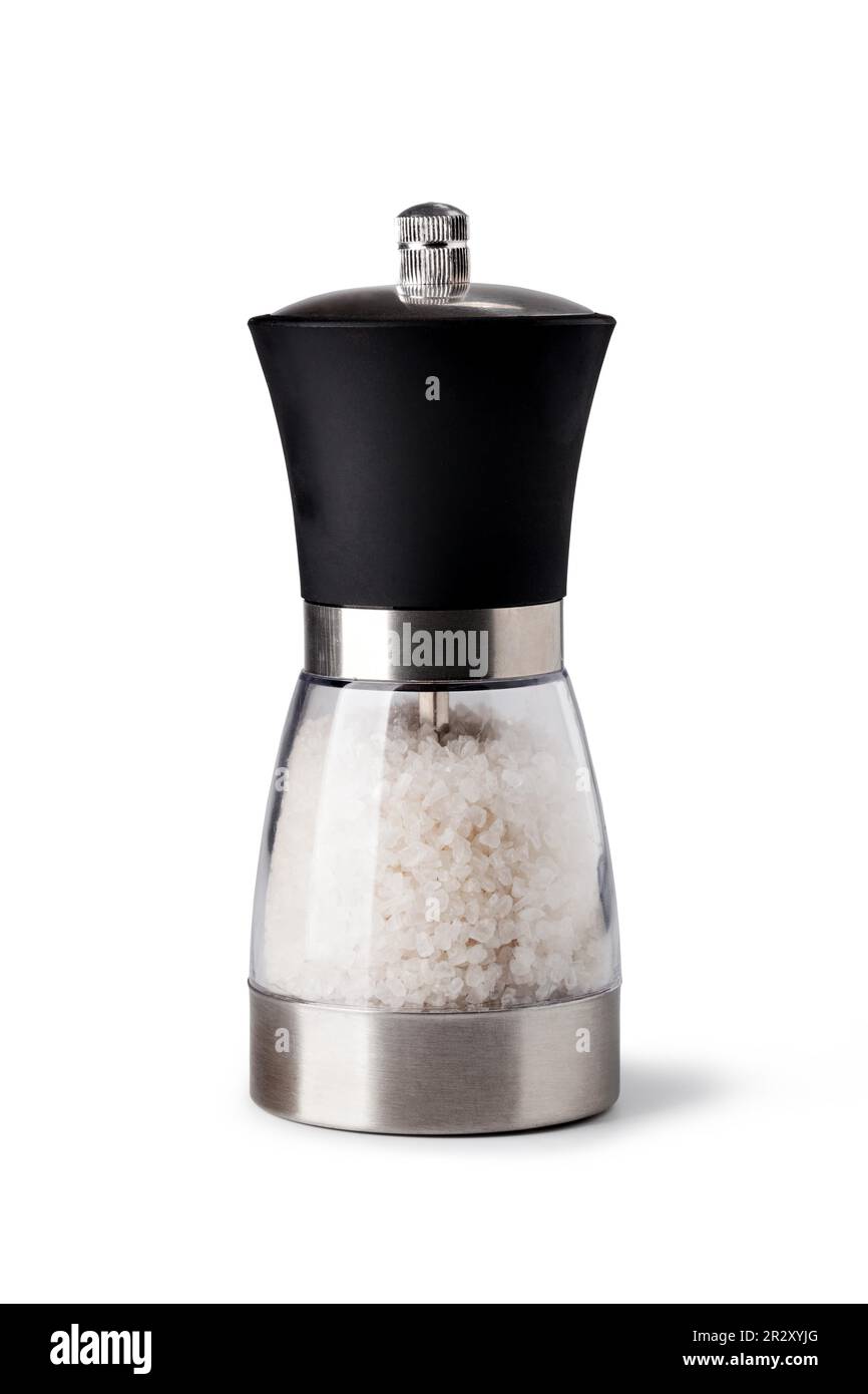 Salt grinder on white background Stock Photo - Alamy