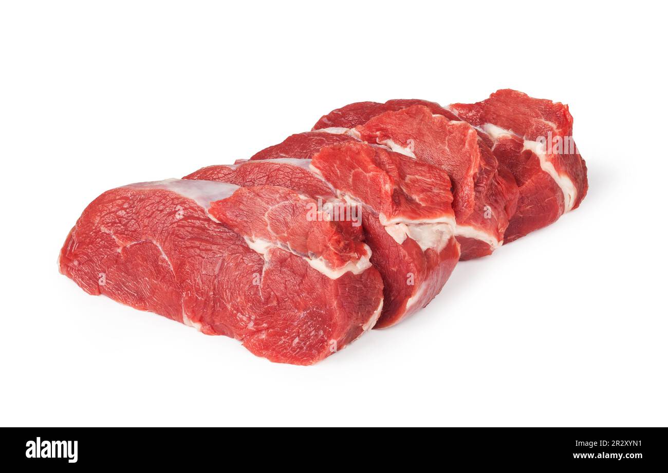 Raw beef meat isolated on white Stock Photo - Alamy
