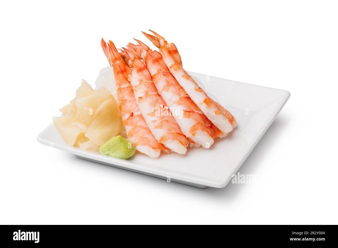 shrimp sashimi with withe plate isolated on white background Stock ...