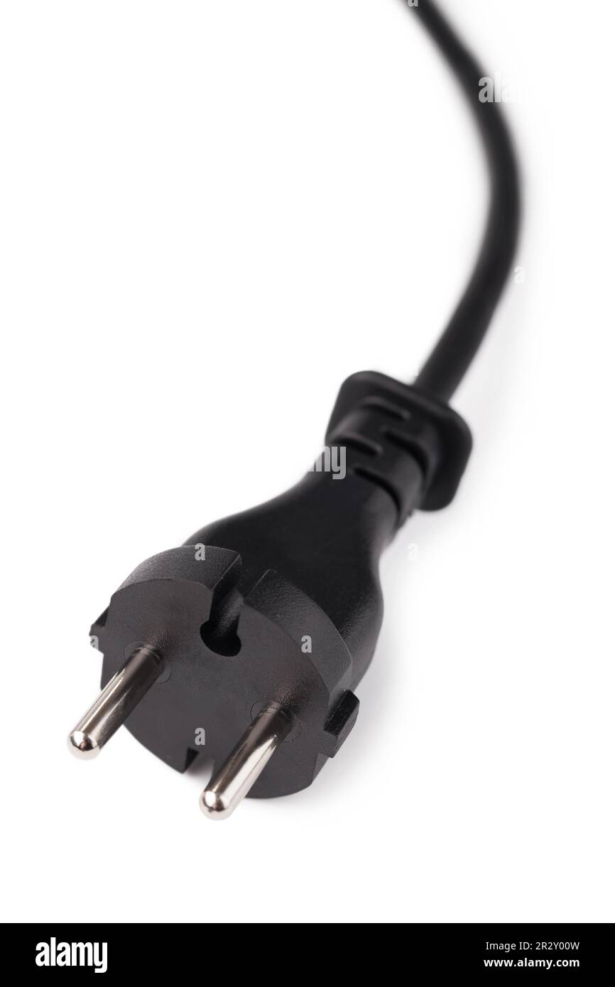 Black electric cable isolated on white Stock Photo - Alamy