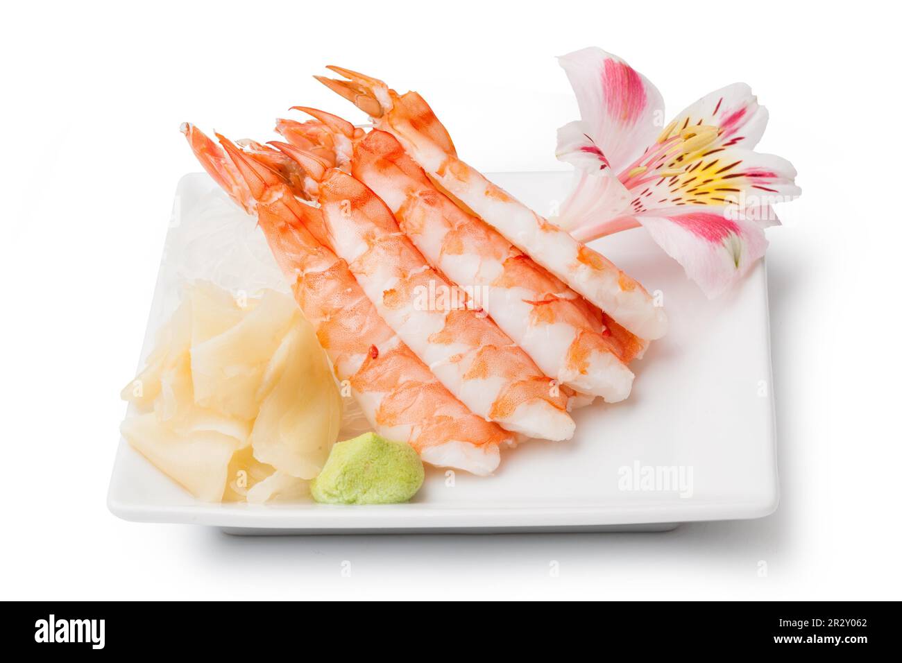 shrimp sashimi with withe plate isolated on white background Stock ...