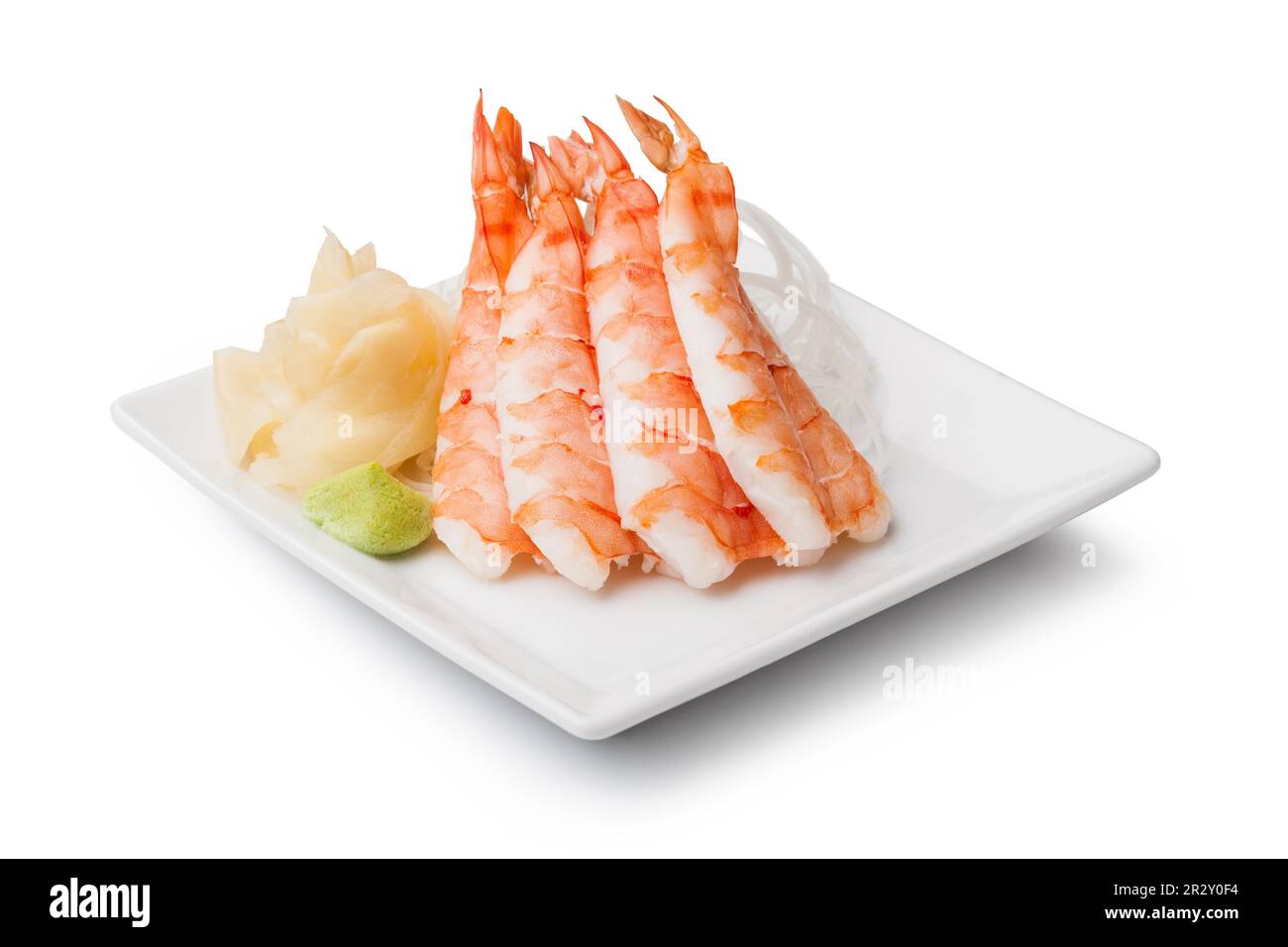 shrimp sashimi with withe plate isolated on white background Stock ...