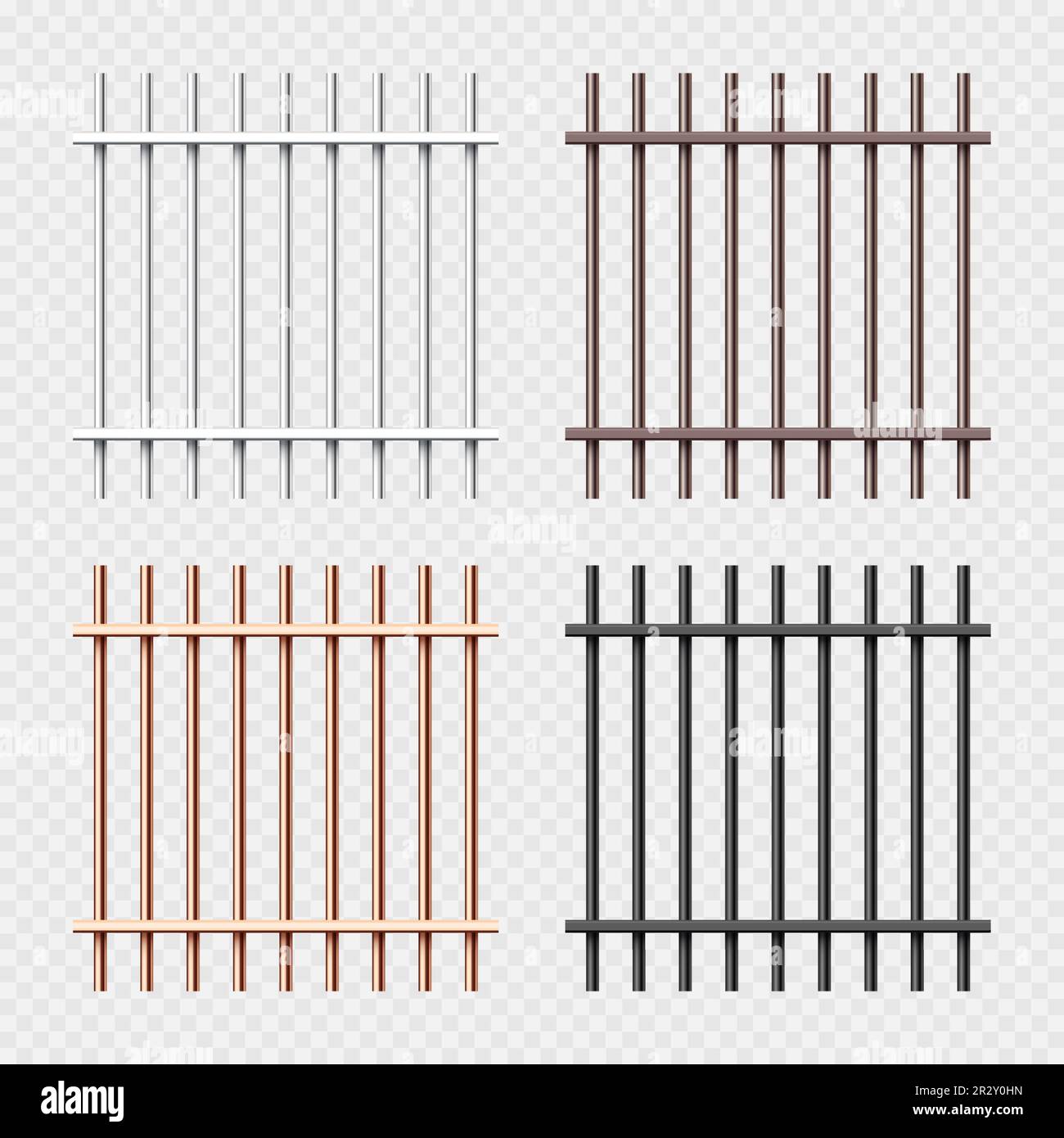 Various shiny metal prison bars collection. Realistic detailed jail ...