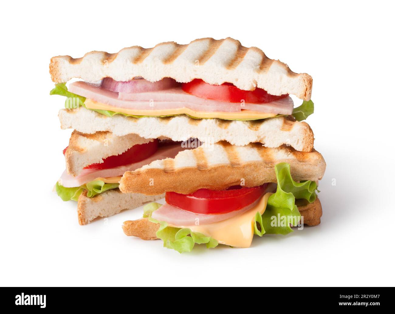 Sandwich with bacon and vegetables on white background Stock Photo - Alamy