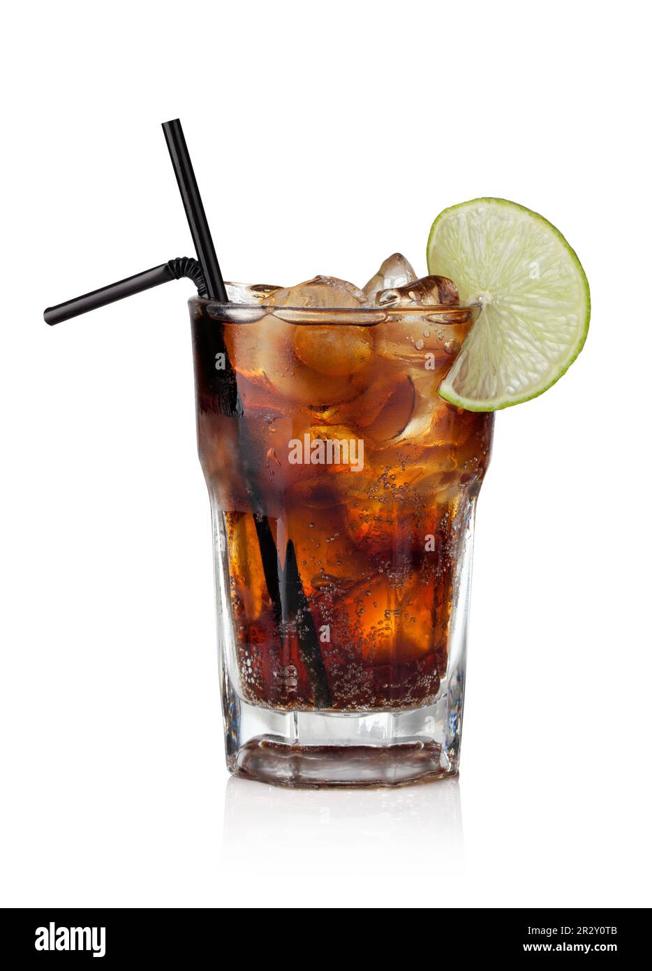 Cuba Libre Drink with lime on a white background Stock Photo - Alamy
