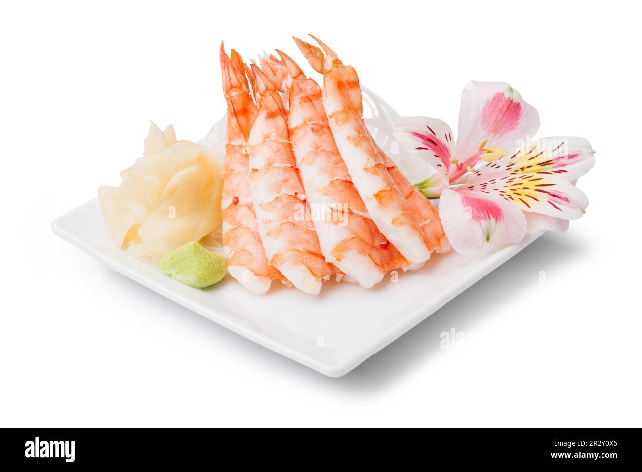 shrimp sashimi with withe plate isolated on white background Stock ...