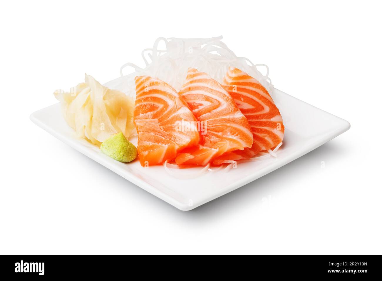 Salmon sashimi with withe plate isolated on white background Stock ...