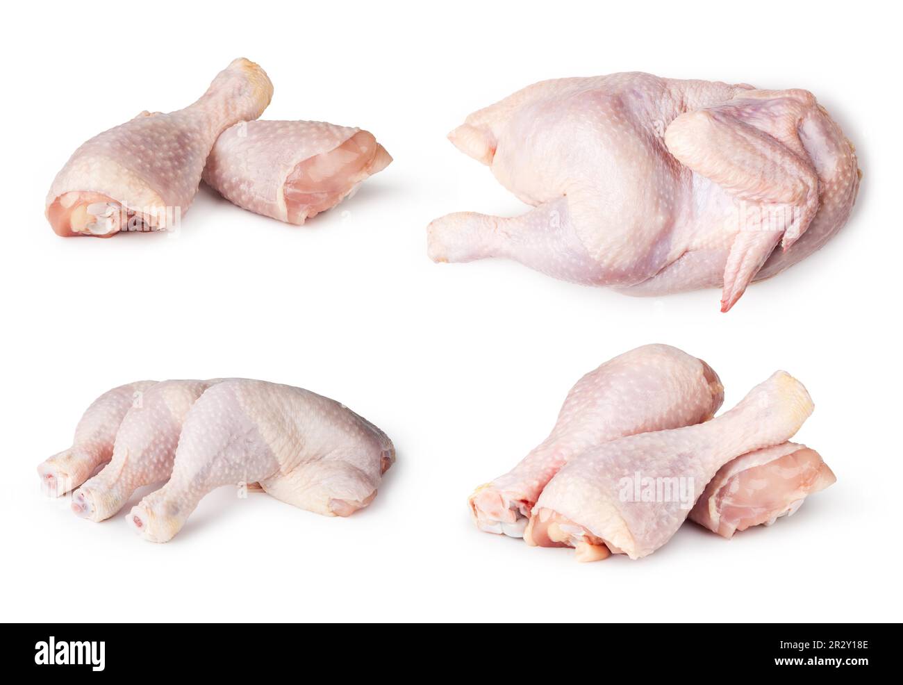 Pieces of raw chicken meat on a white background Stock Photo - Alamy