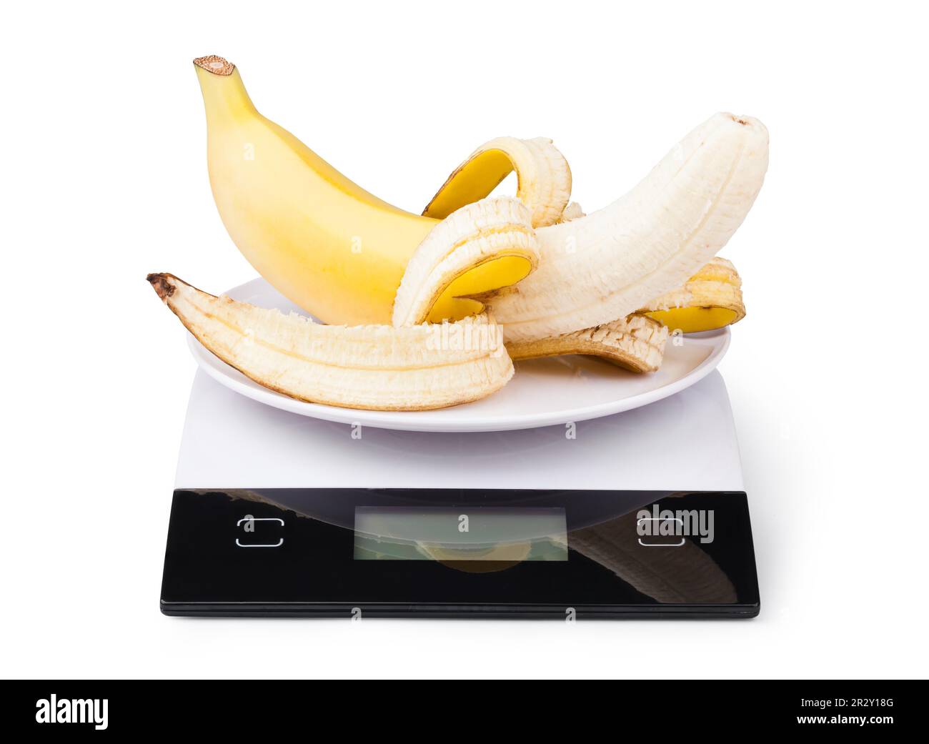Electronic Scales with banana isolated on white Stock Photo - Alamy