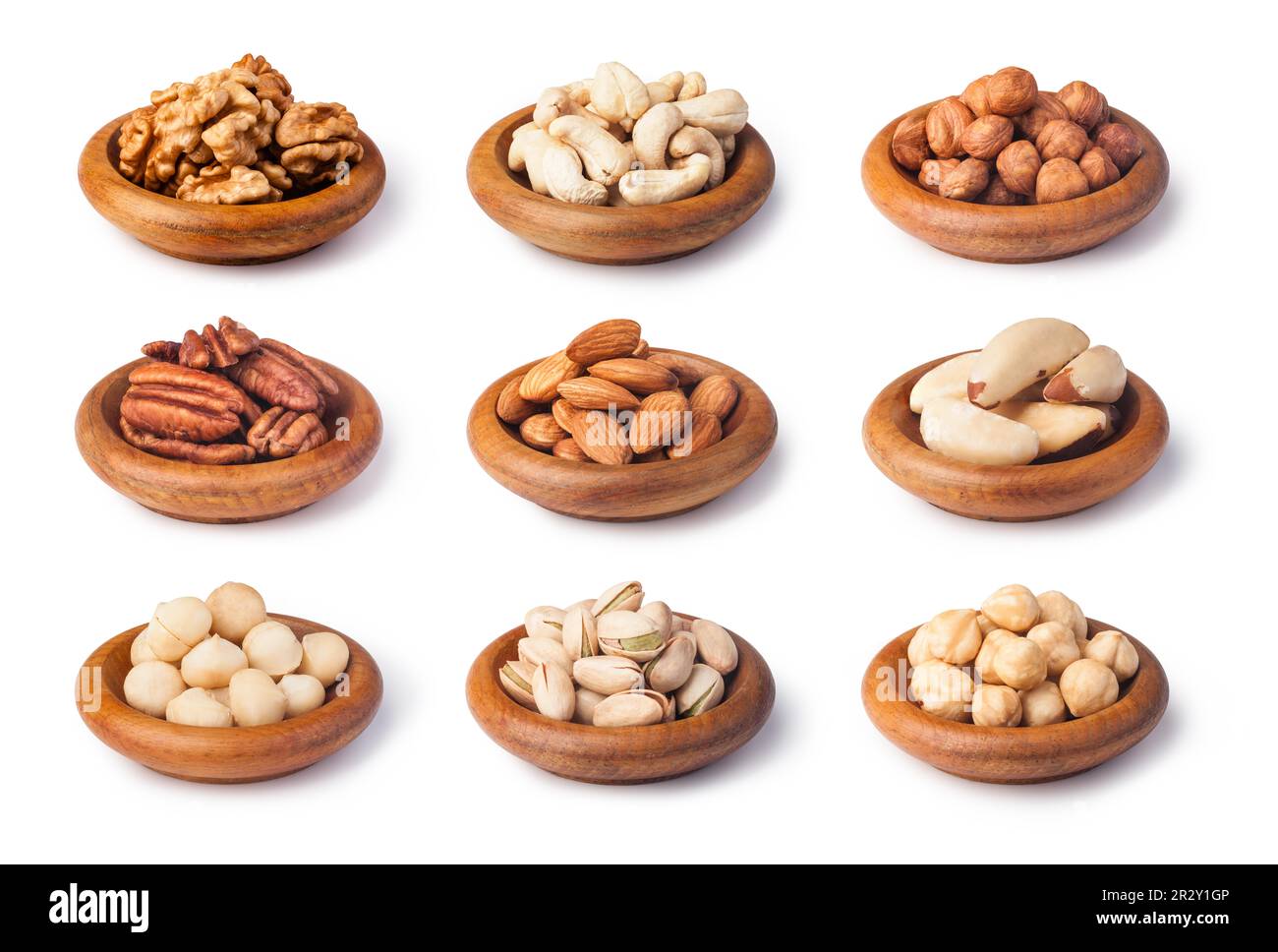 Nuts collection isolated on a white background Stock Photo - Alamy