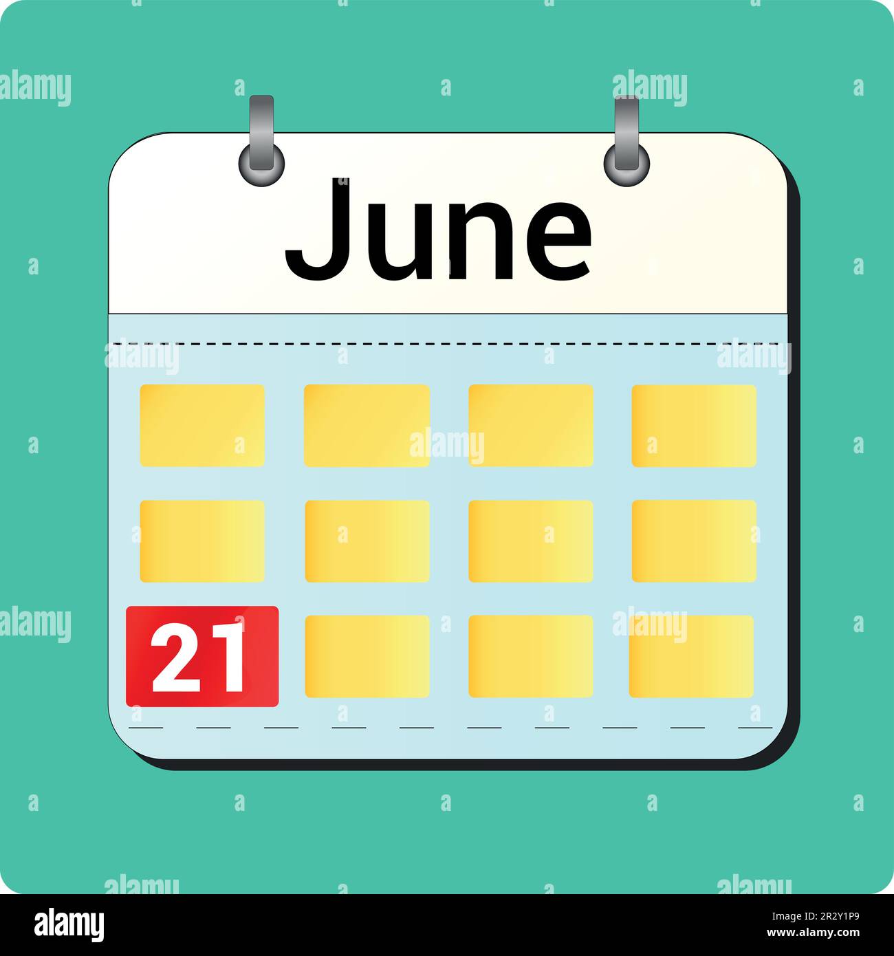 calendar vector drawing, date June 21 on the page Stock Vector Image ...