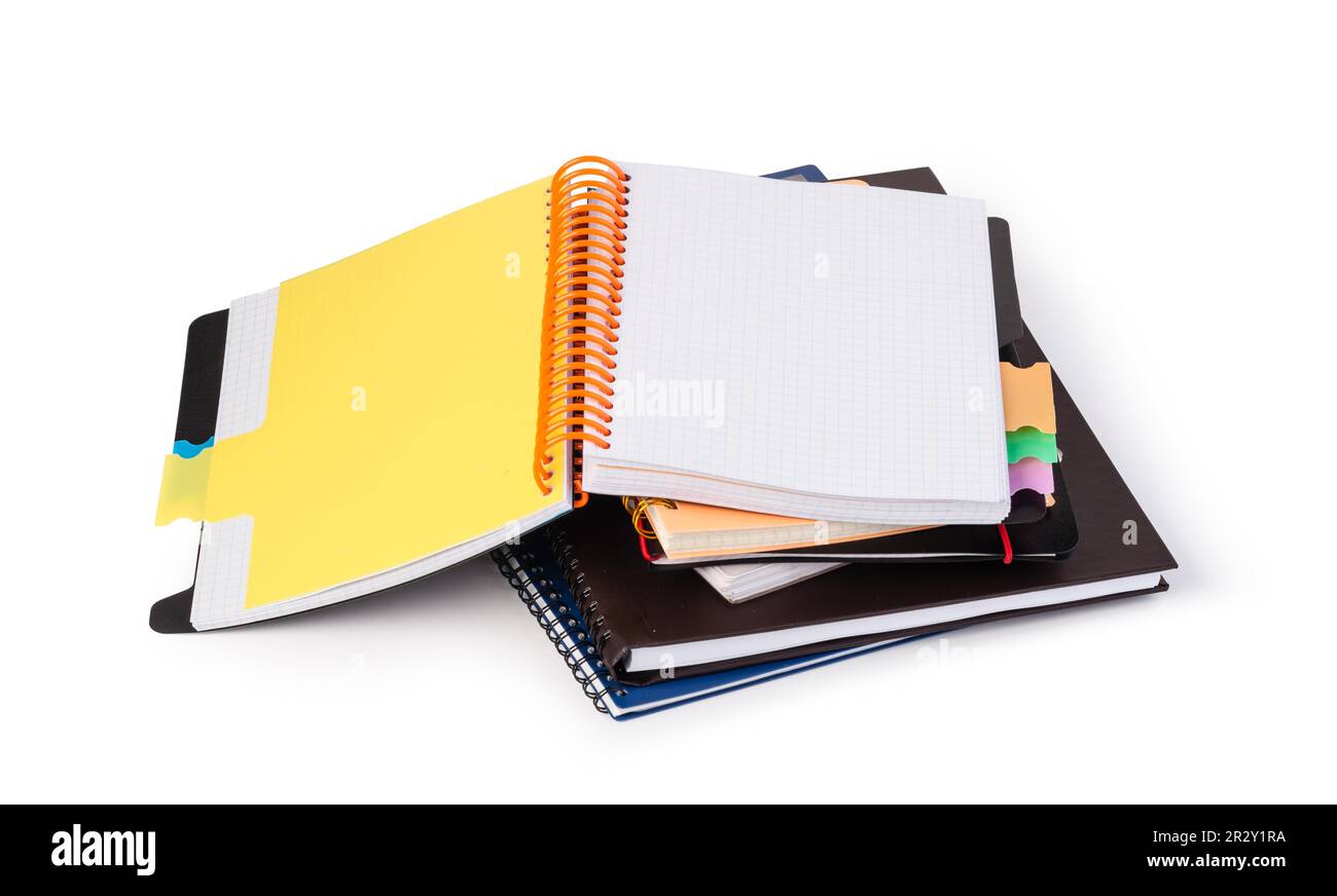 Notebook on white background Stock Photo - Alamy