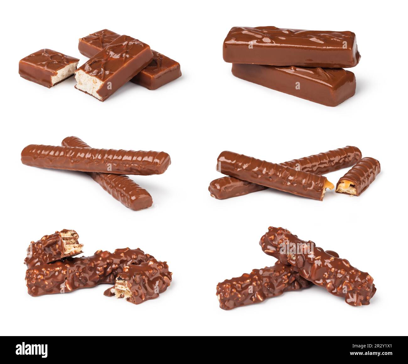 set of chocolate bar isolated on white Stock Photo - Alamy