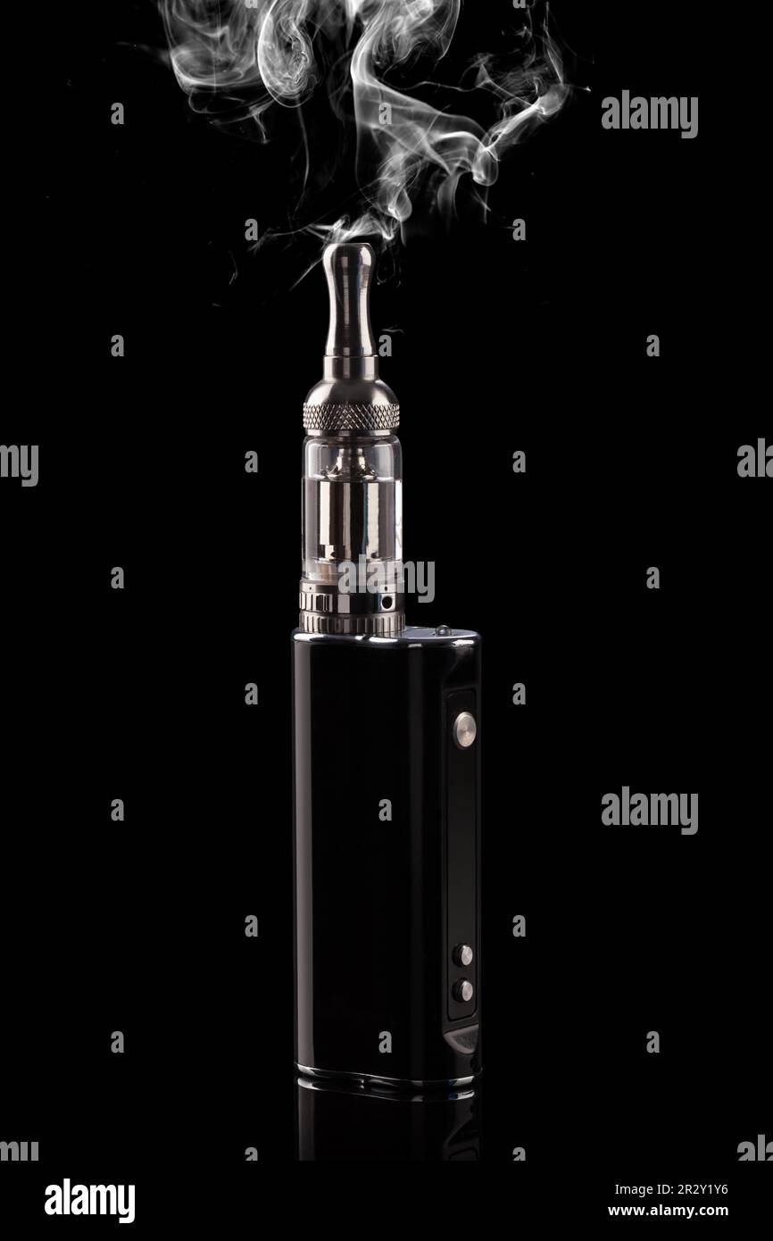 big electronic cigarettes isolated on black Stock Photo - Alamy