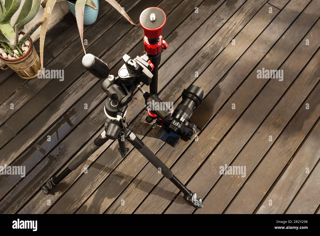 A camera mounted on a tripod with an articulating arm to be placed ...