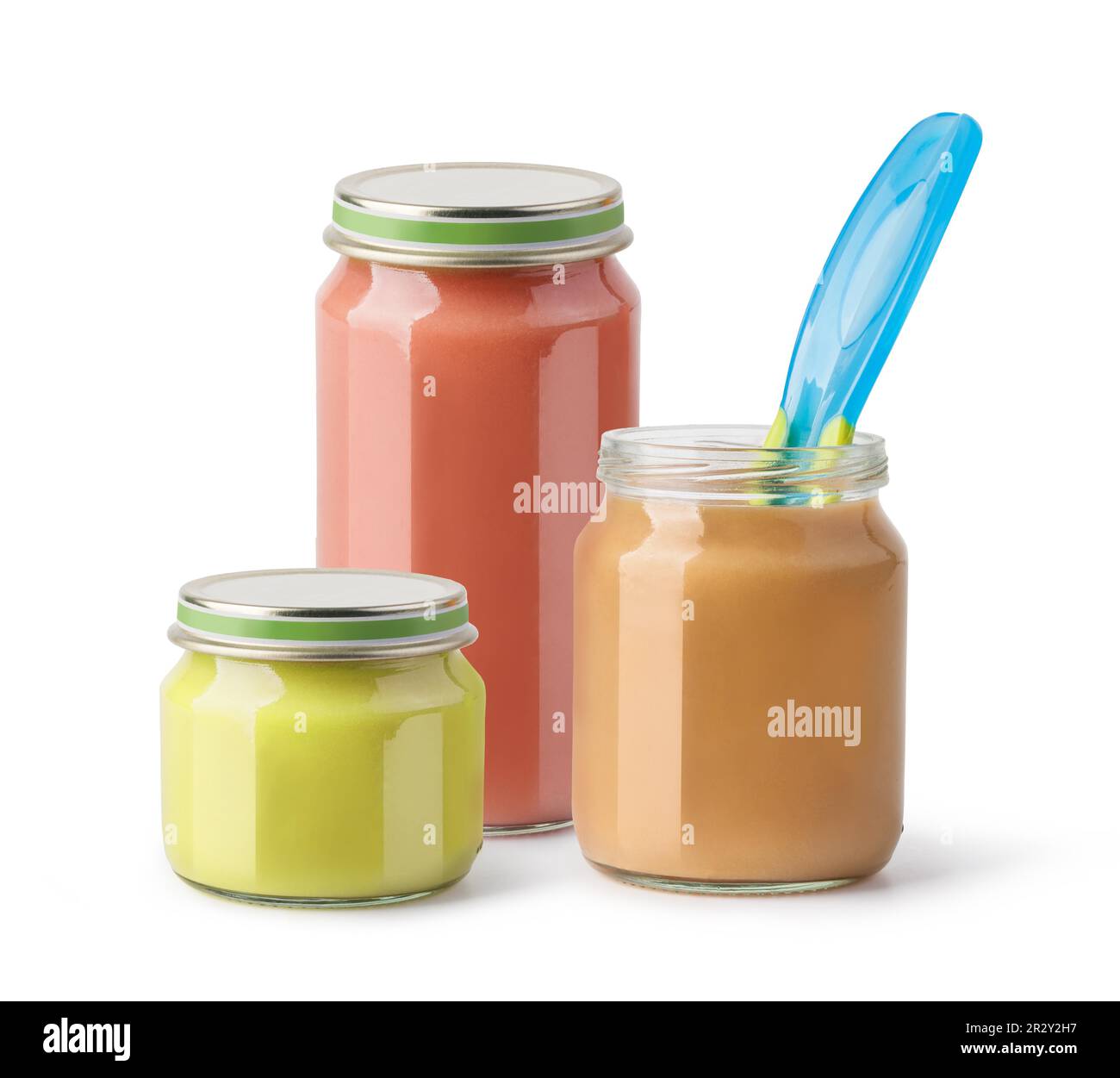 baby puree with spoon isolated on white background Stock Photo - Alamy