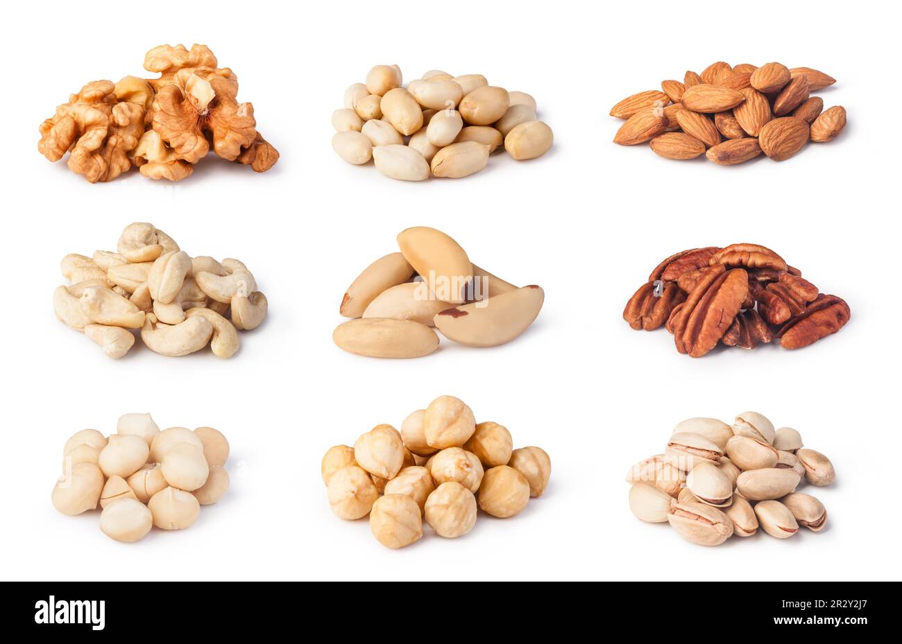 Nuts collection isolated on a white background Stock Photo - Alamy