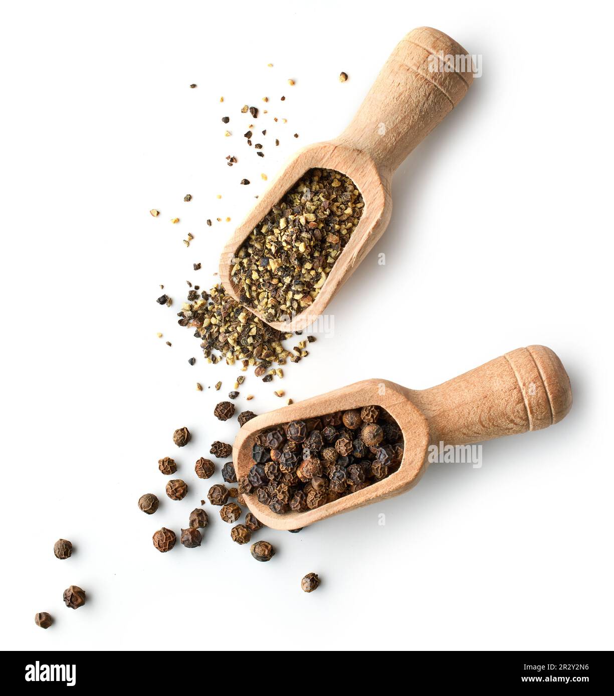 whole and ground pepper isolated on white background, top view Stock ...