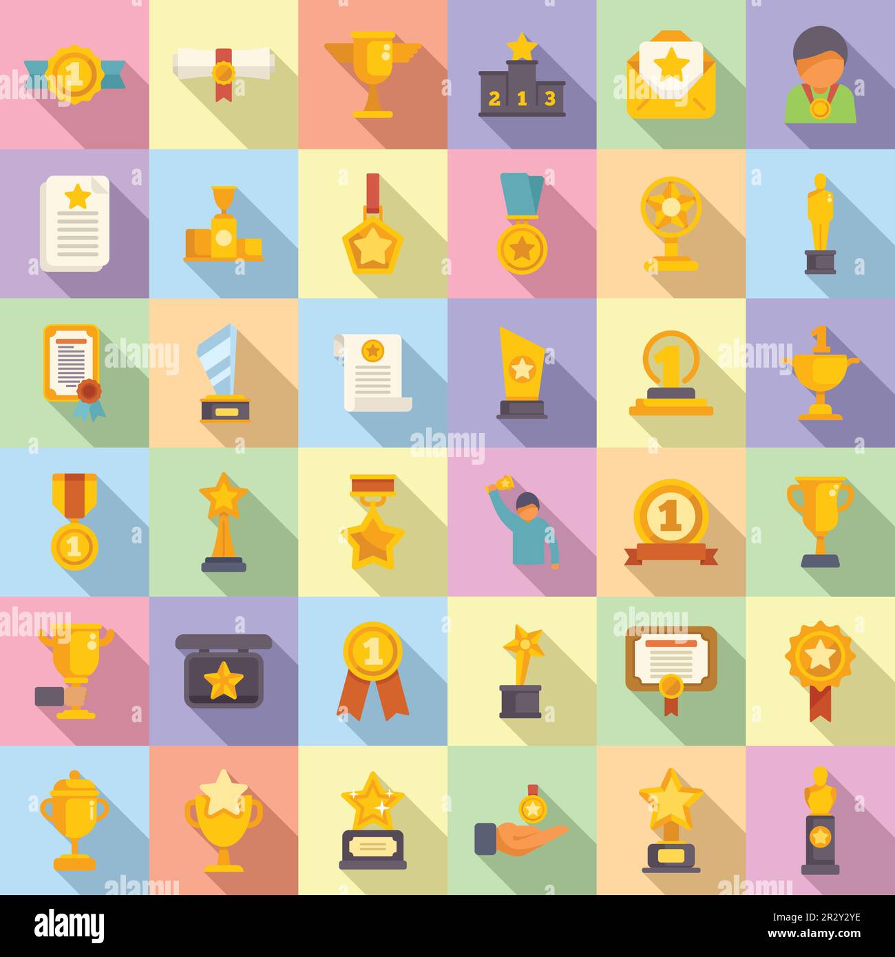Winner awarding icons set flat vector. Rank prize. Winner award Stock ...