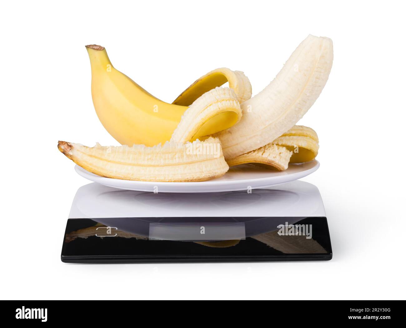 Electronic Scales with banana isolated on white Stock Photo - Alamy