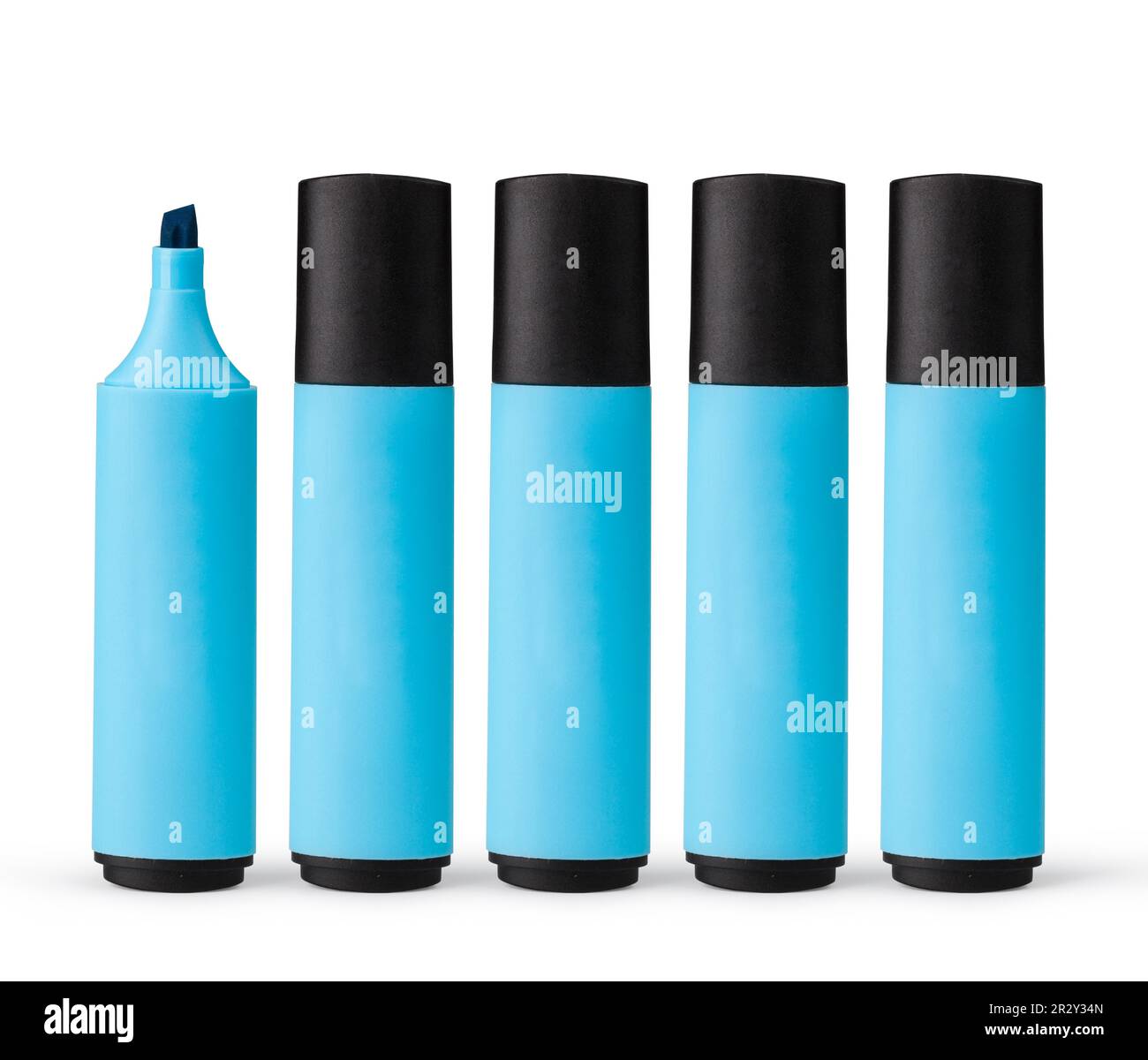 blue markers isolated on white background Stock Photo - Alamy
