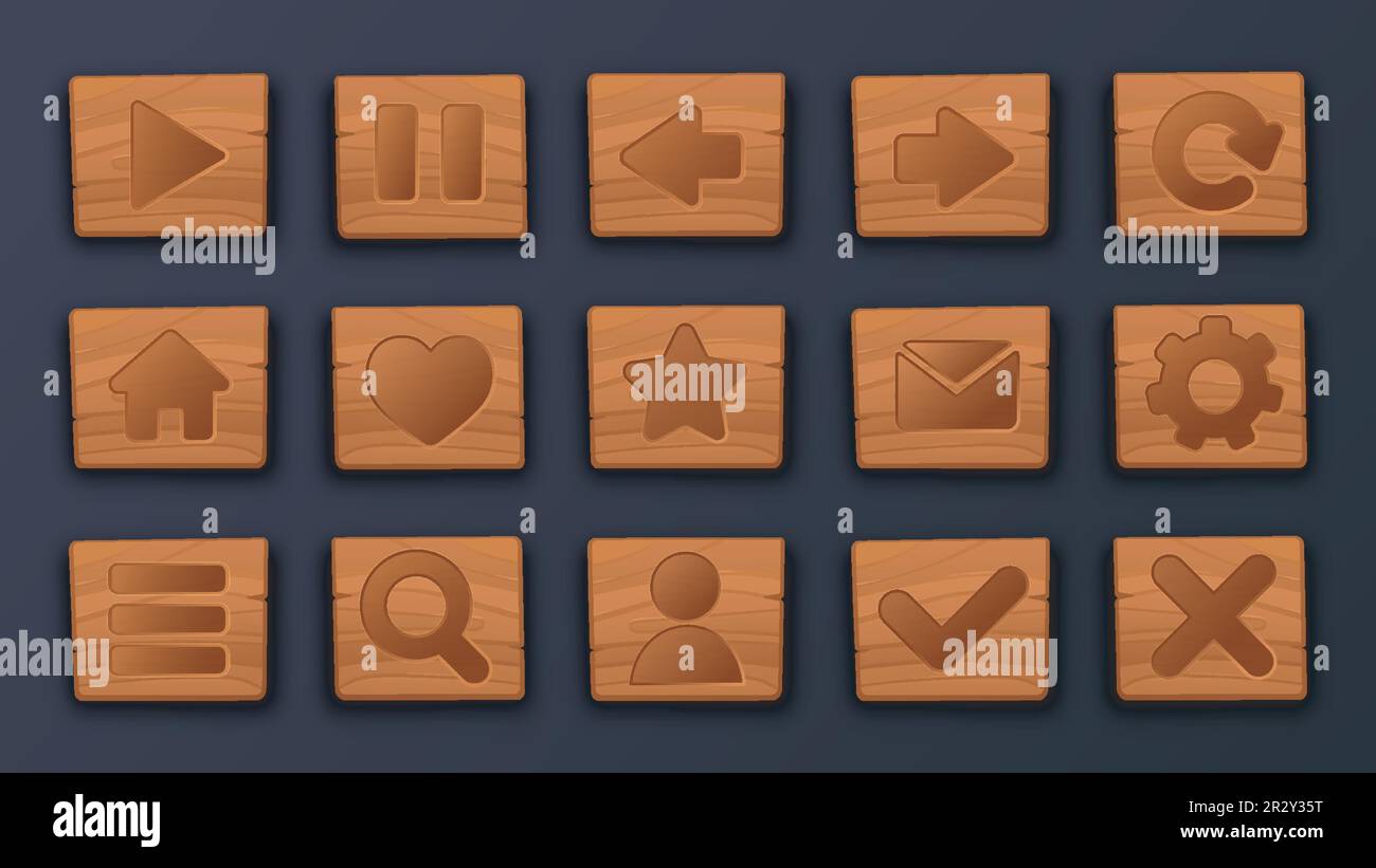 Wooden buttons set Stock Vector Image & Art - Alamy