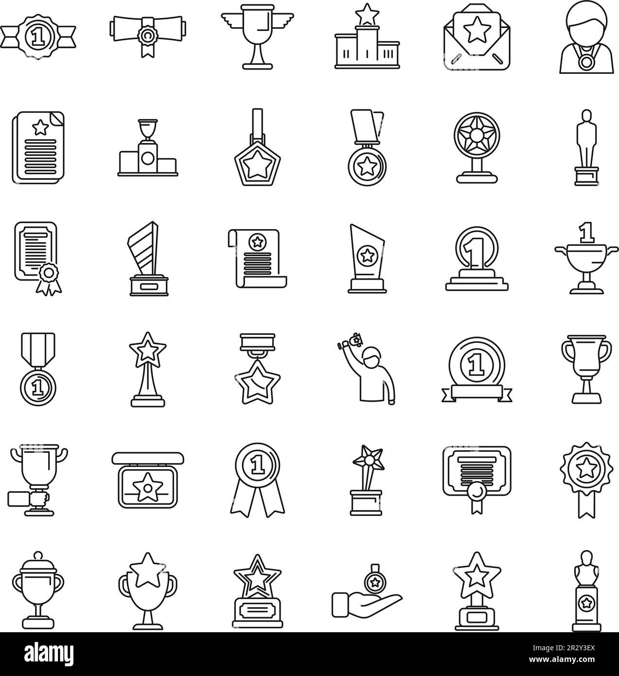 Winner awarding icons set outline vector. Rank prize. Winner award ...