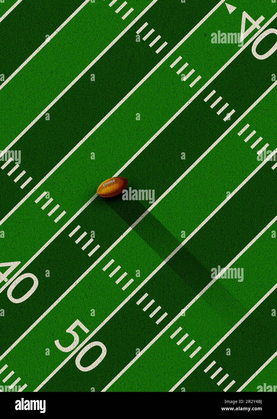American football poster, flyer design with leather ball on the field ...