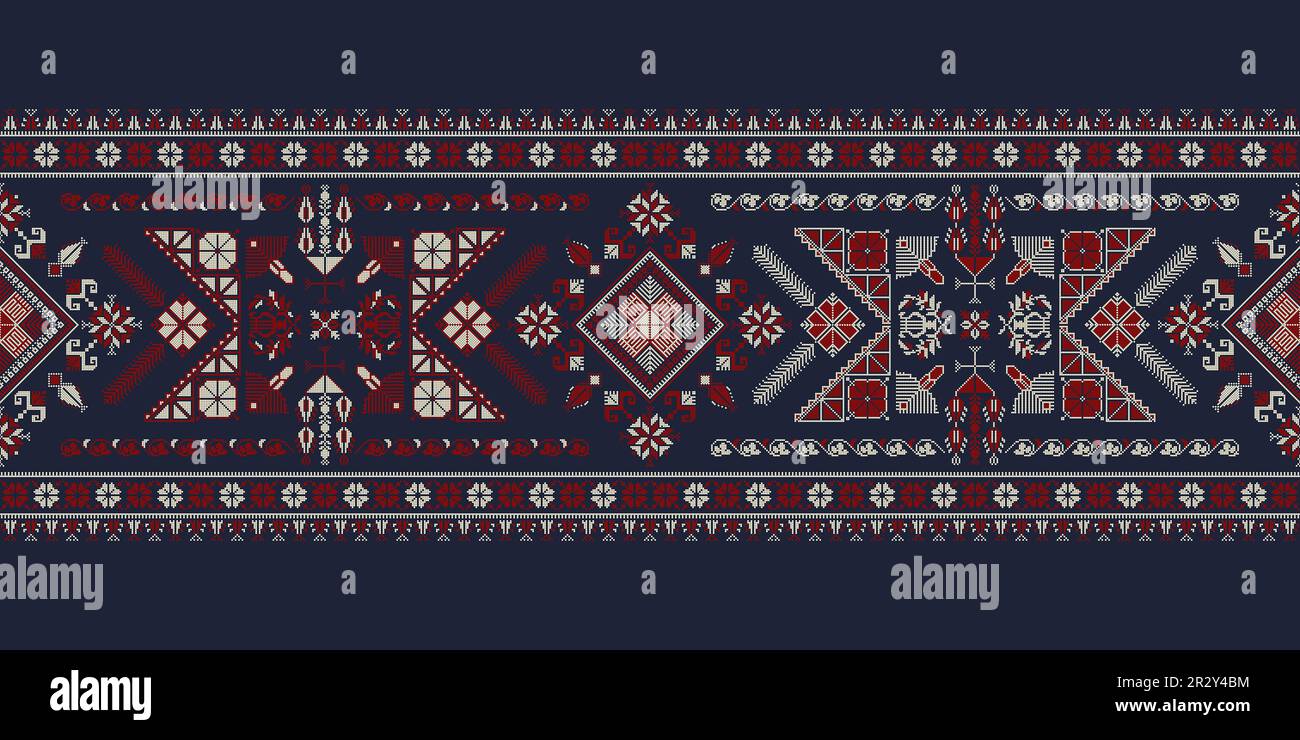 Horizontal pattern, border with traditional Palestinian Tatreez ...