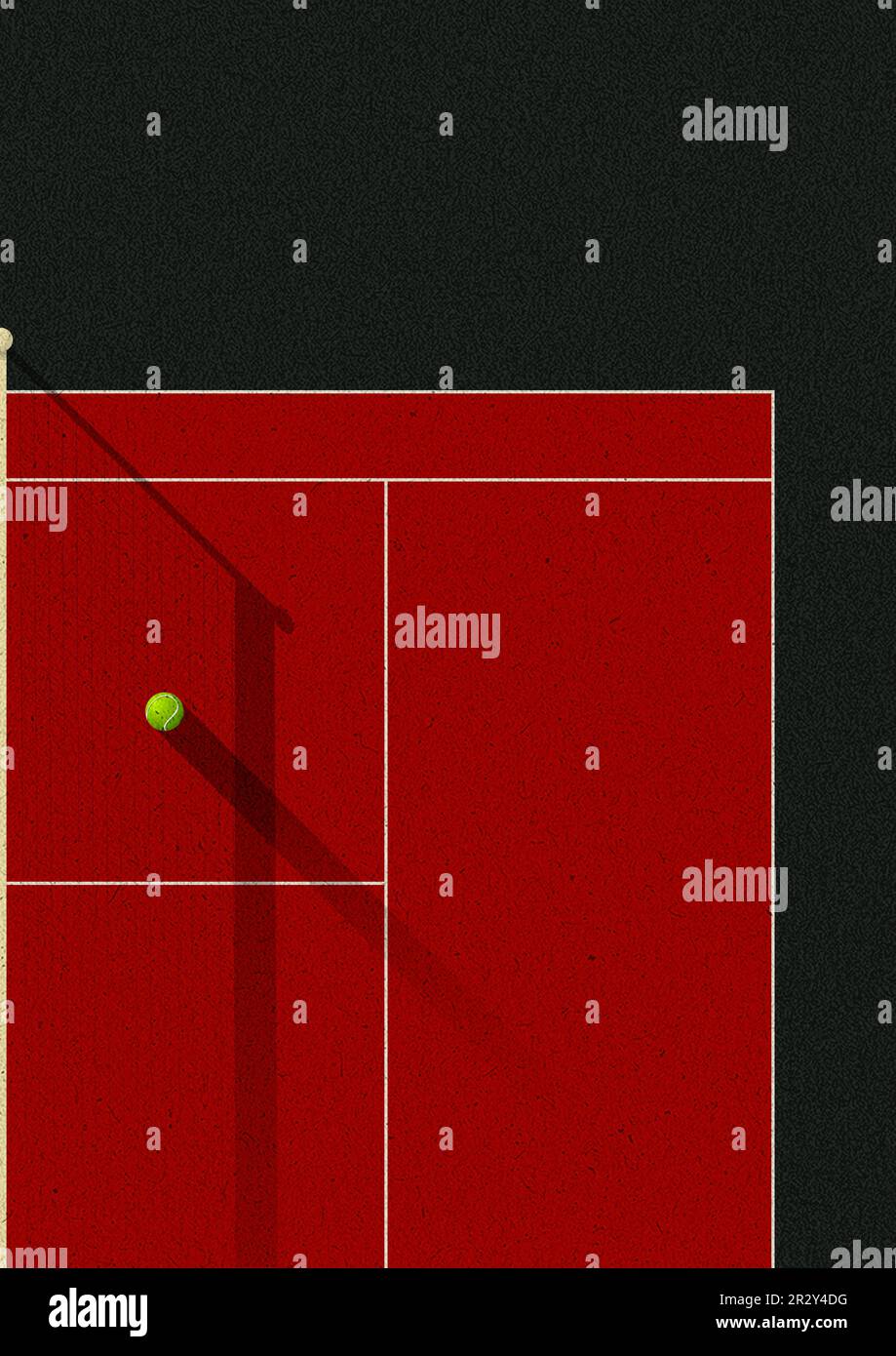 Tennis court and ball background. Copy space grunge paper effect with ...