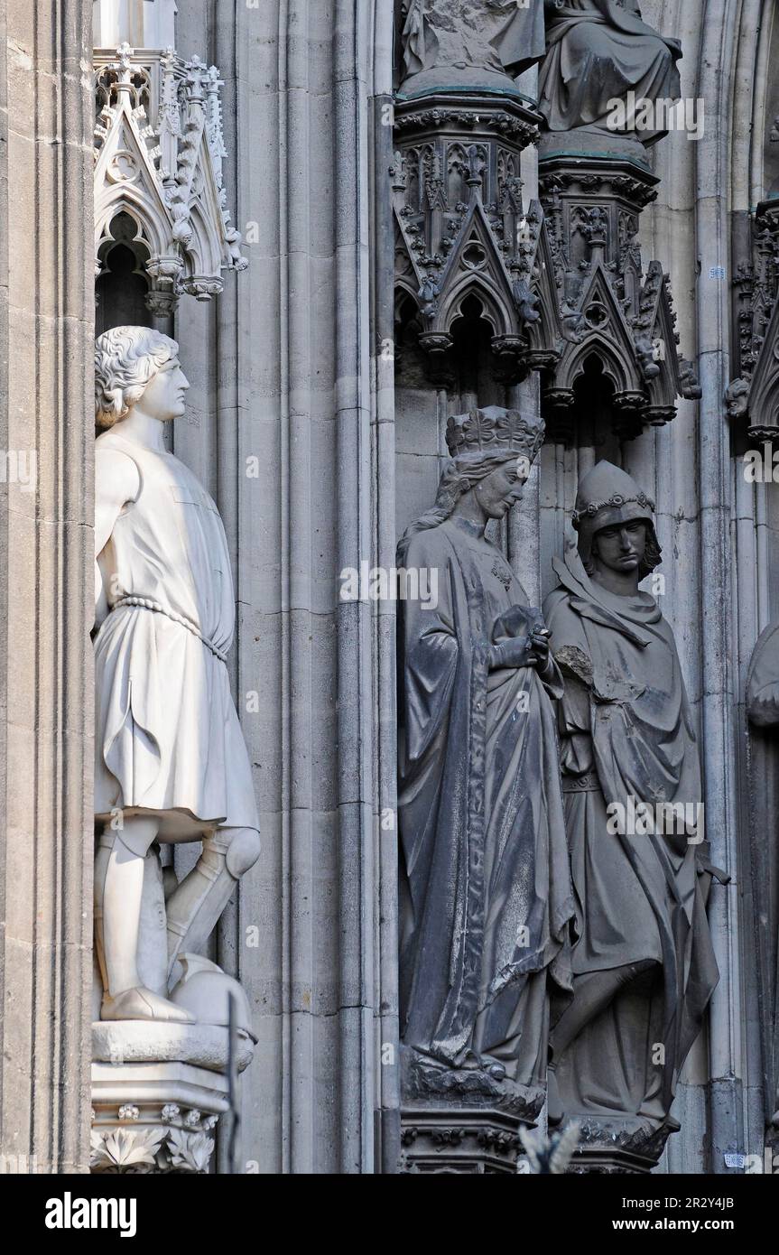 Statues, he, Sculptures, Facade, Cologne, Cathedral, Cologne, Rhineland ...
