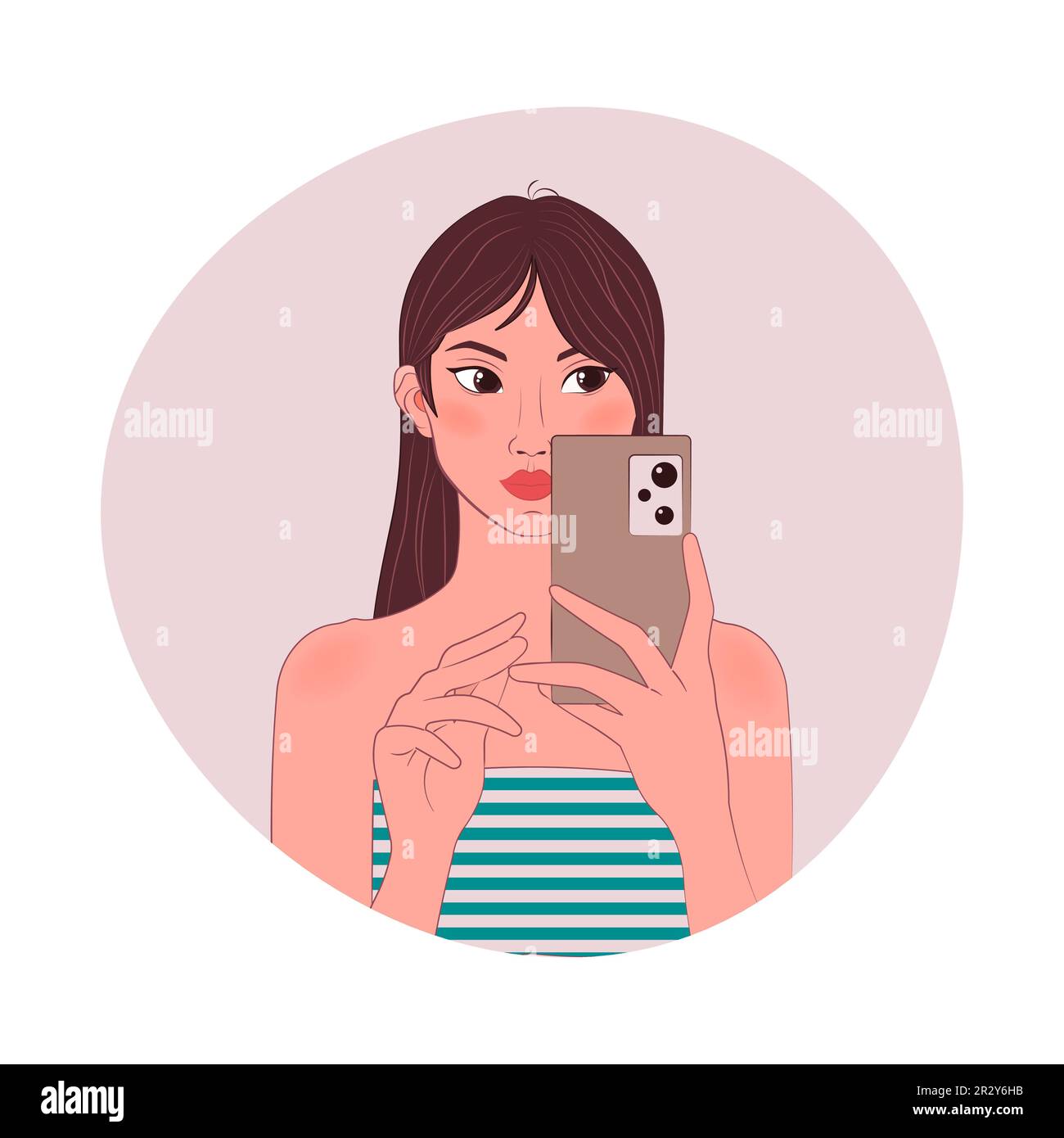 Cute cartoon girl taking selfie with her smartphone Stock Vector Image ...