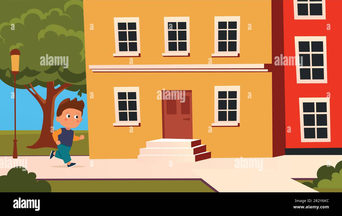 Boy go to school Stock Vector Image & Art - Alamy