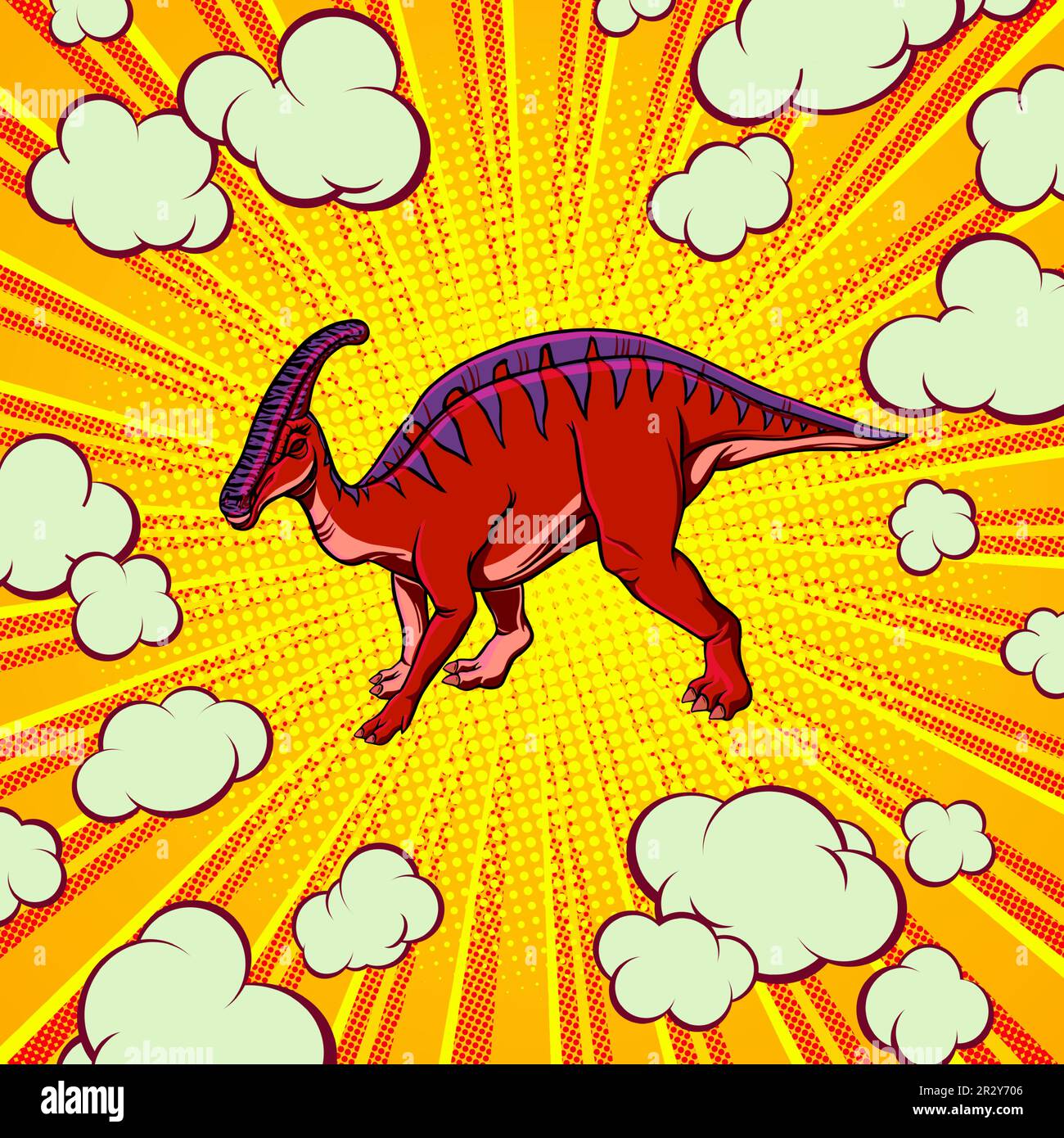 Pop art hadrosaur concept for print and design. Vector illustration ...