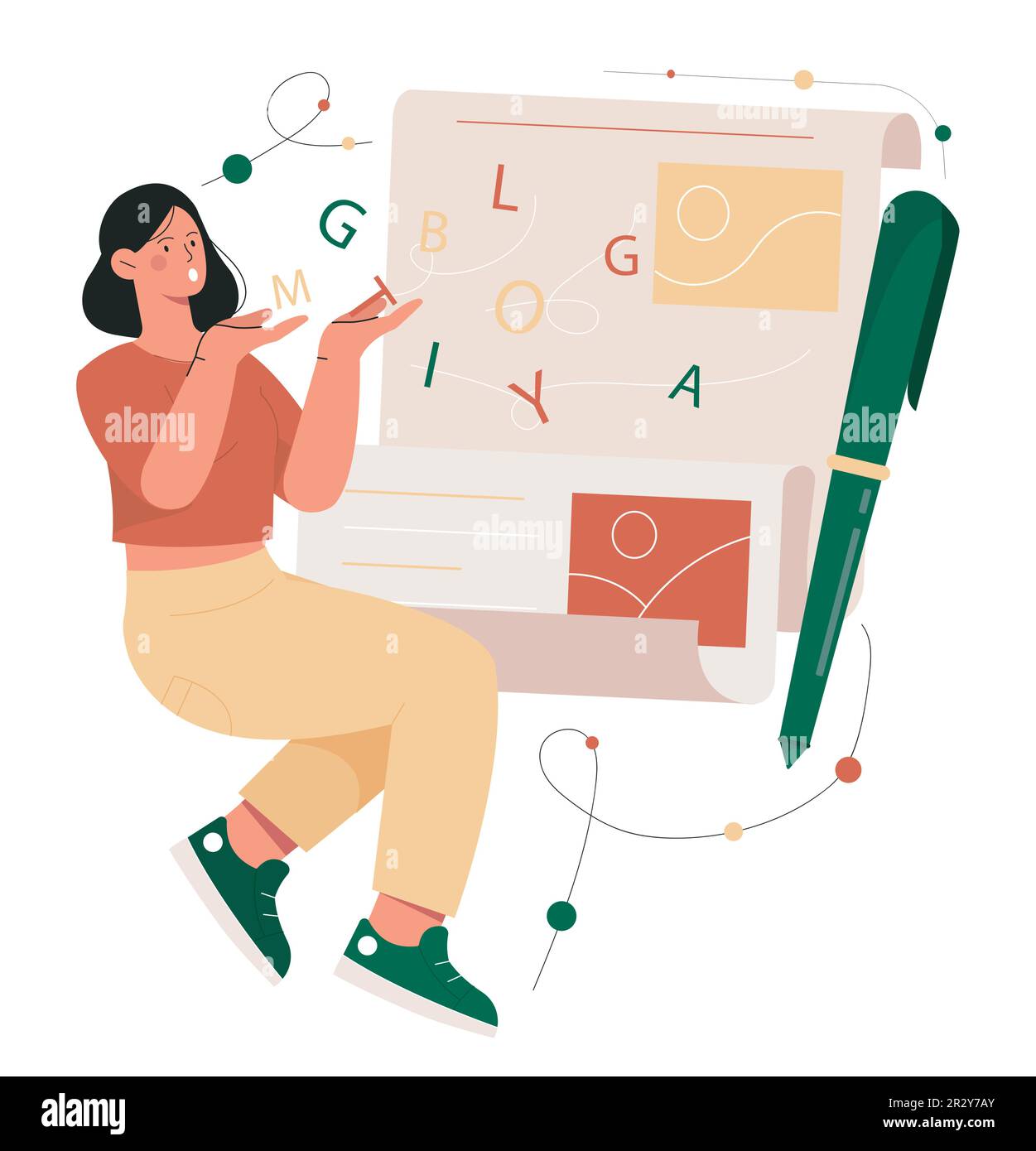 Woman writing blog Stock Vector Images - Alamy