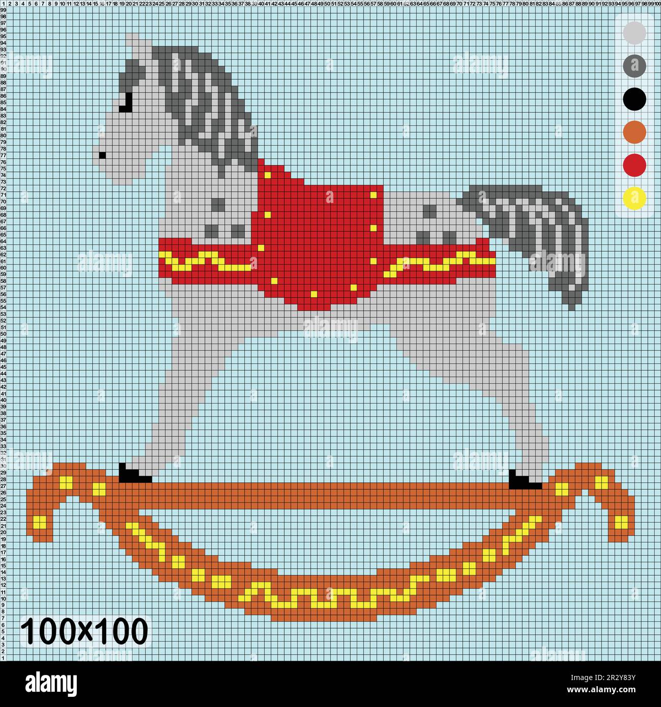 Rocking horse toy pattern for cross-stitch or knitting Stock Vector ...