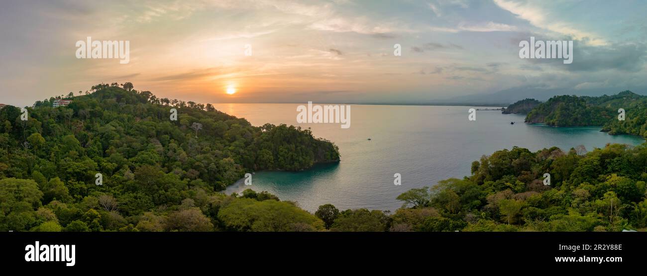 Aerial photo of the Pacific Ocean meeting the beaches and rainforest ...