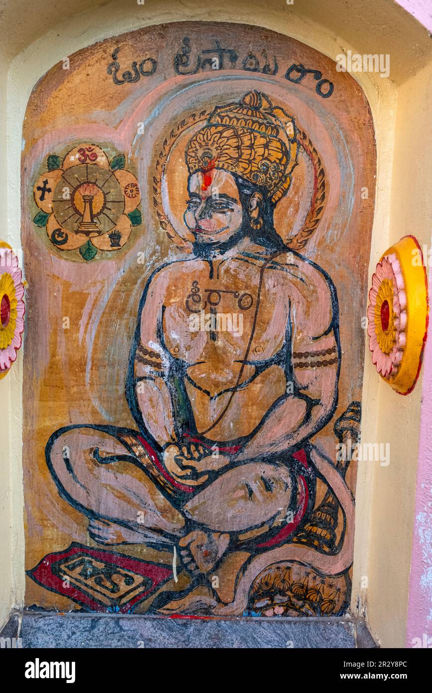 image of Hanuman on Indian temple wall Stock Photo - Alamy