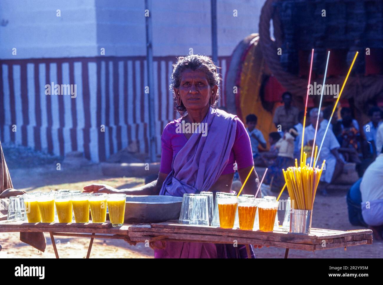 A woman selling kheer- pudding at Perundurai near Eroad, weekly ...