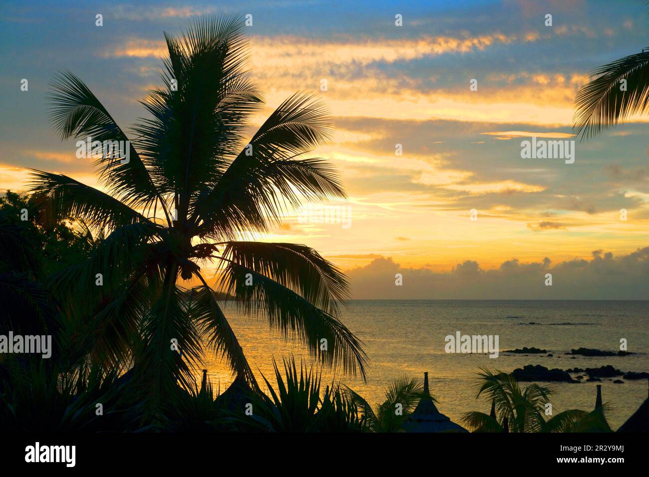 Sunset, Mauritius, Indian Ocean Stock Photo - Alamy