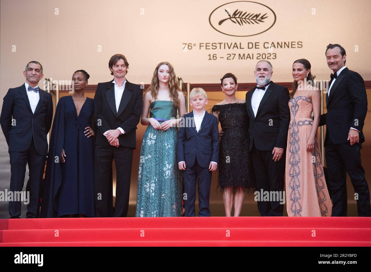 Cannes, France. 21st May, 2023. Gabrielle Tana, Karim Ainouz, Alicia ...