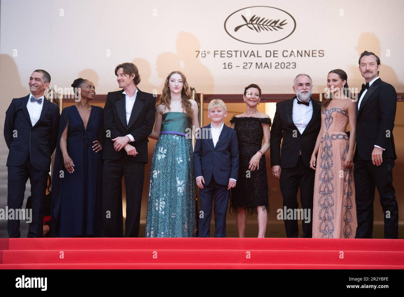 Cannes, France. 21st May, 2023. Gabrielle Tana, Karim Ainouz, Alicia ...