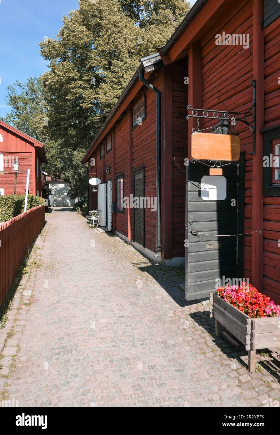 Old traditional red buildings during the summer Stock Photo - Alamy