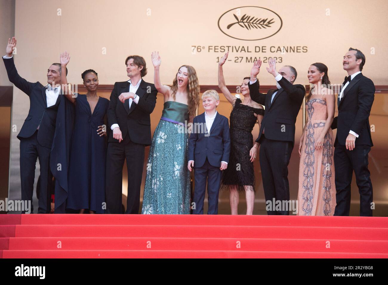 Cannes, France. 21st May, 2023. Gabrielle Tana, Karim Ainouz, Alicia ...