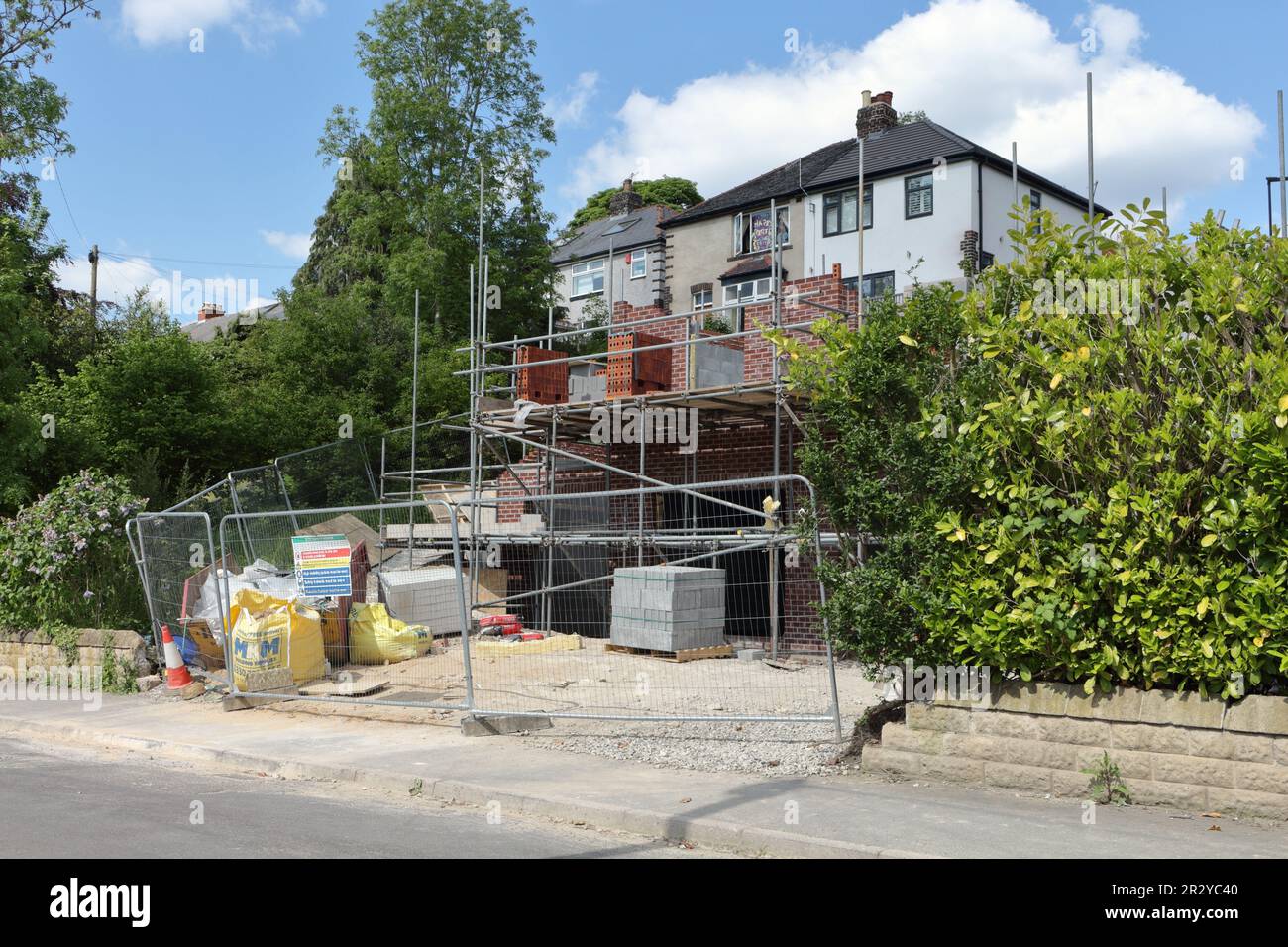 Suburban House construction, Sheffield England UK. Building works on ...